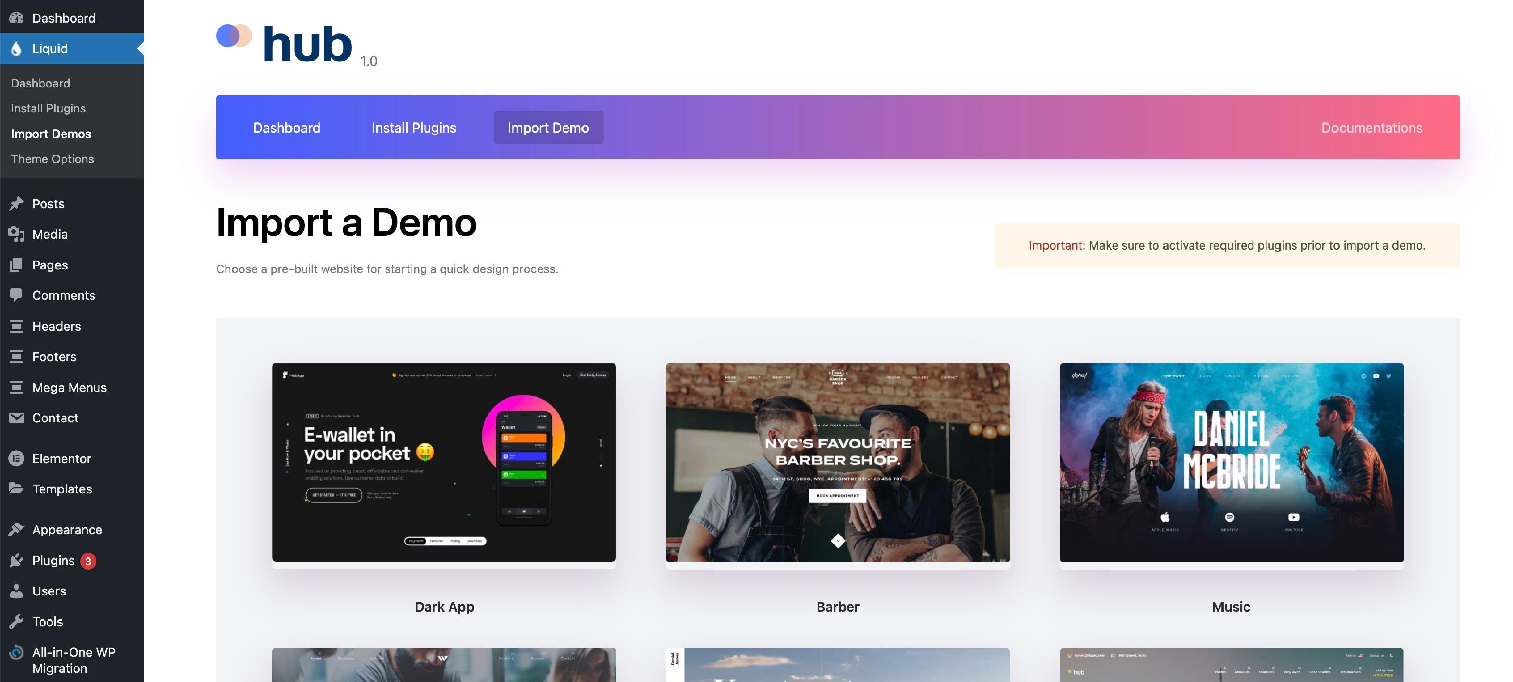 HUB - Installing a demo - LiquidThemes Knowledge Base