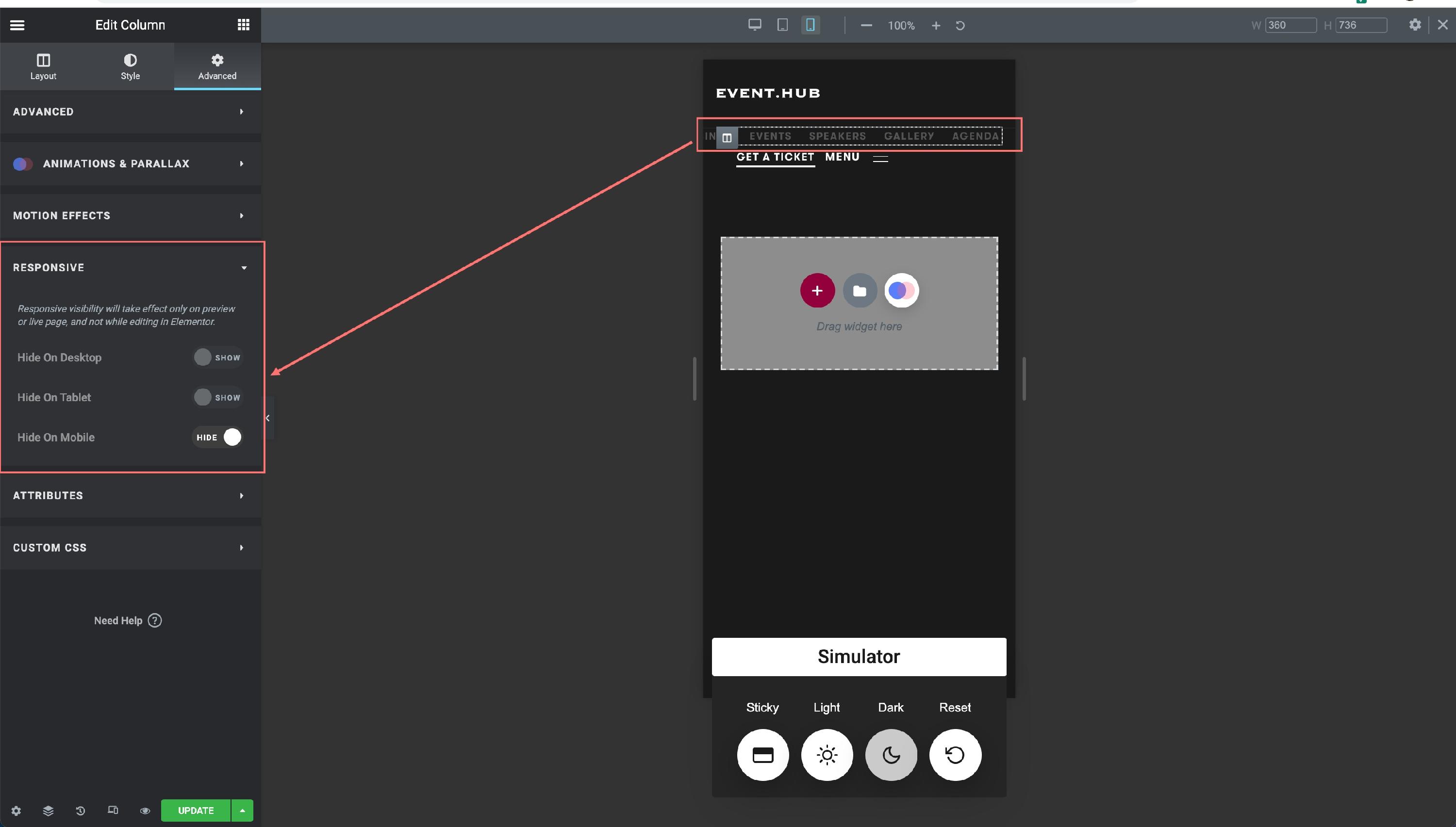 Hub Elementor - Creating Custom Mobile Menu - LiquidThemes Knowledge Base