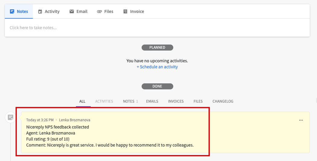 Net Promoter Score (NPS) trigger distribution in Pipedrive - Nicereply Help Center