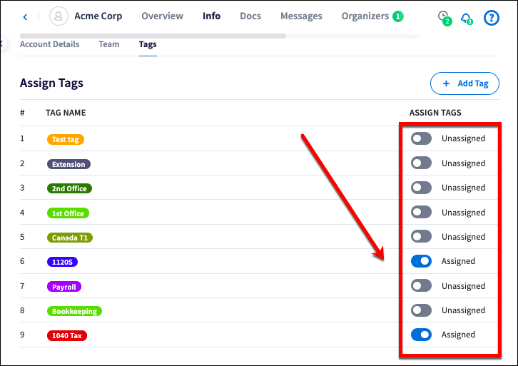 Tags in Accounts and Tasks - TaxDome Help Center