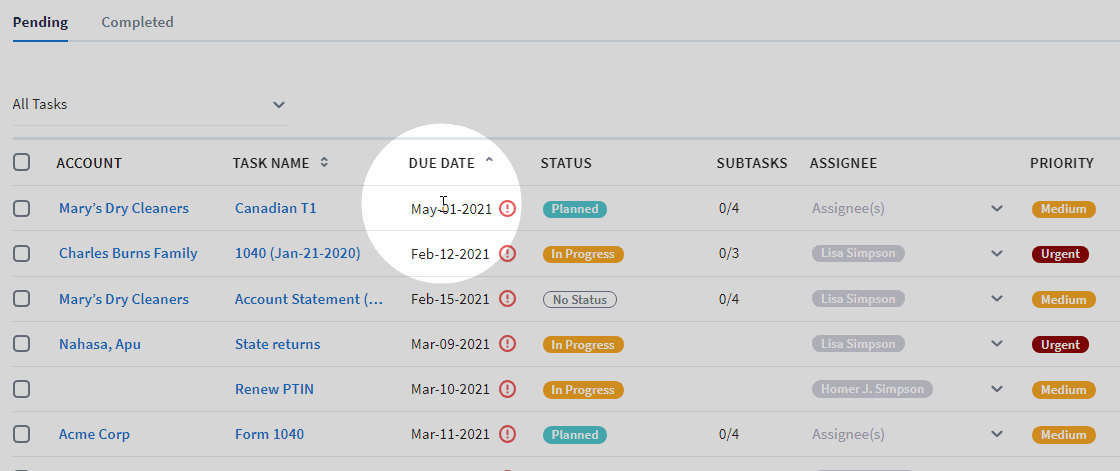 Tasks (Basic): View a Task List, Filter, Edit - TaxDome Help Center