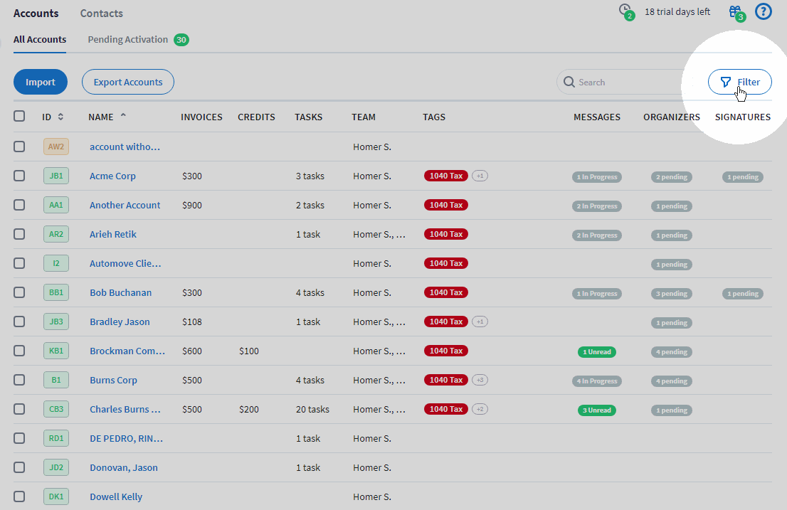 Tags in Accounts and Tasks - TaxDome Help Center