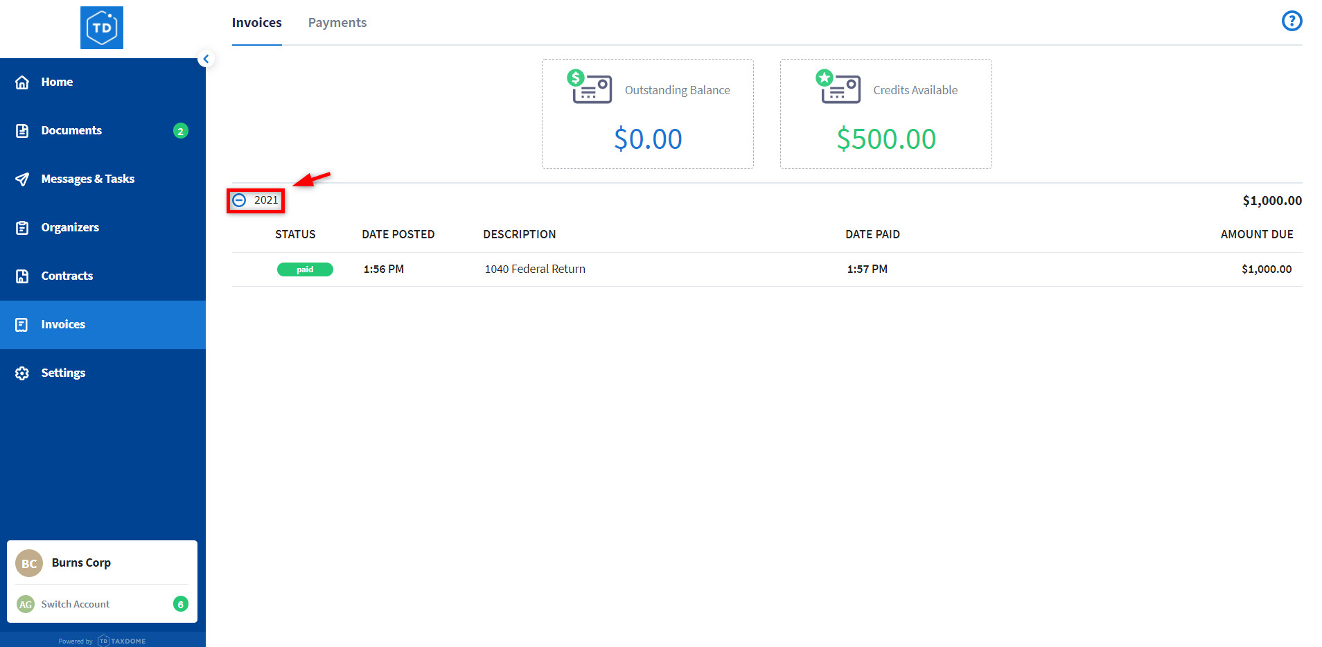 Paying from Invoices Section - TaxDome Client Knowledge Base