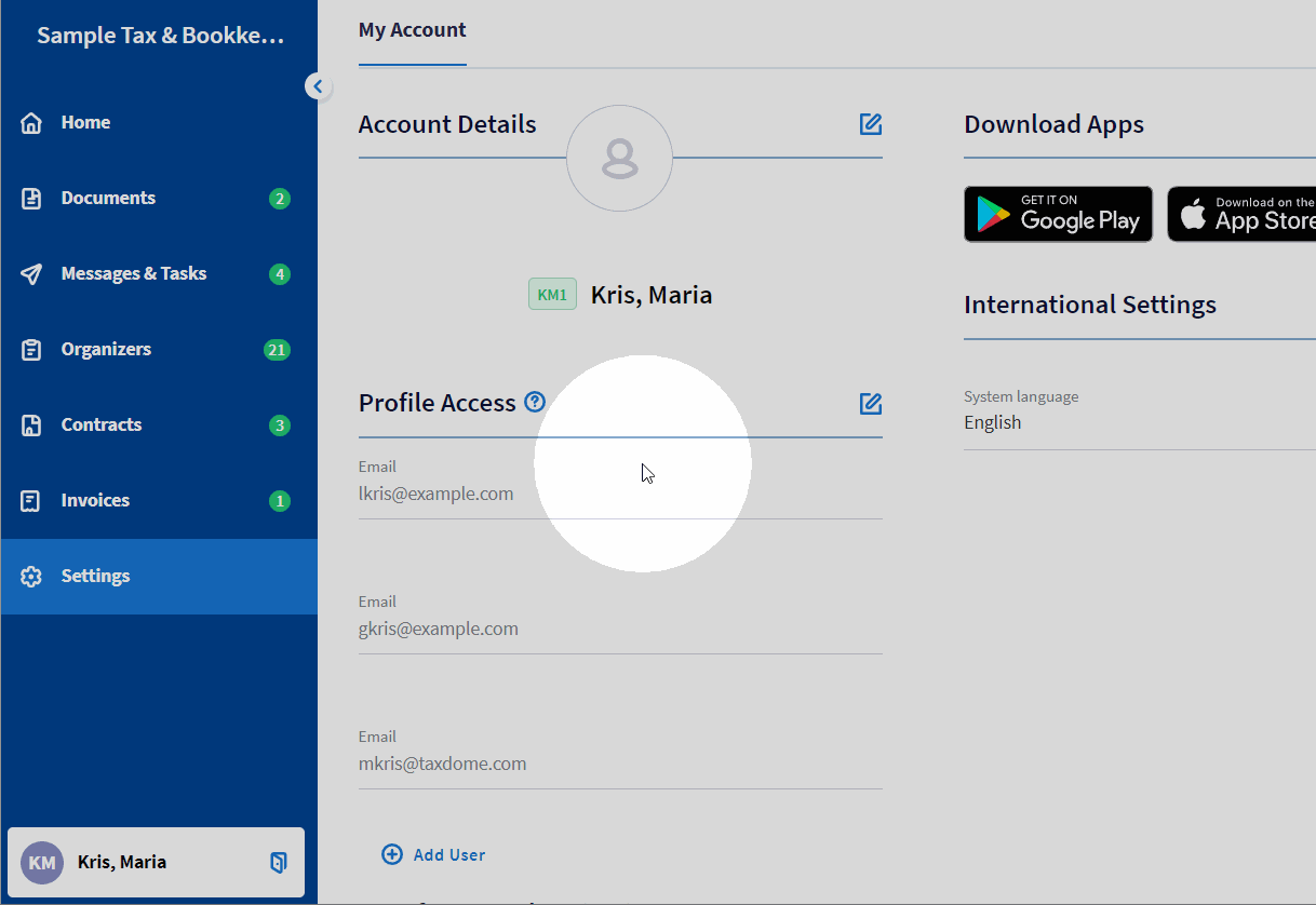 Account Settings Change Email Language Password TaxDome Client