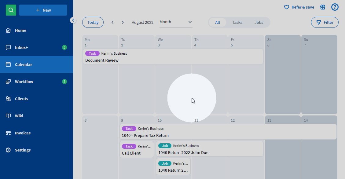 Workflow (Basic): Calendar Views - TaxDome Help Center