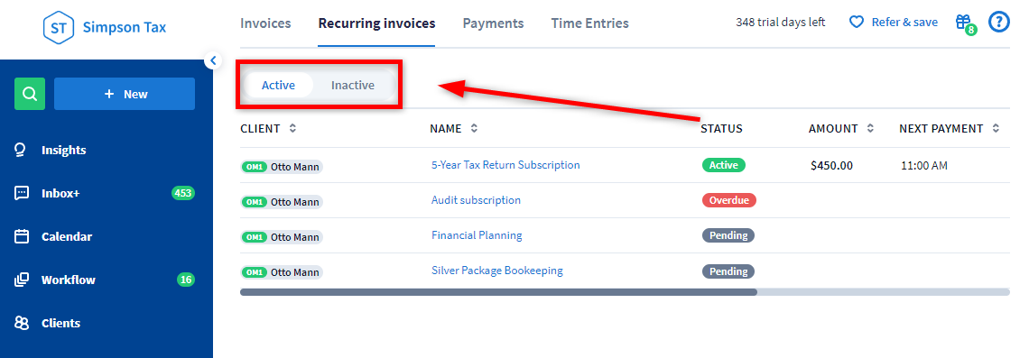 Recurring Invoices List (Basic): View Balance & Statuses - TaxDome Help ... Recurring Invoices List (Basic): View Balance & Statuses - TaxDome Help ...