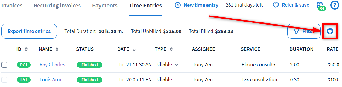 Time Entry List (Basic): View, Filter, Print - TaxDome Help Center