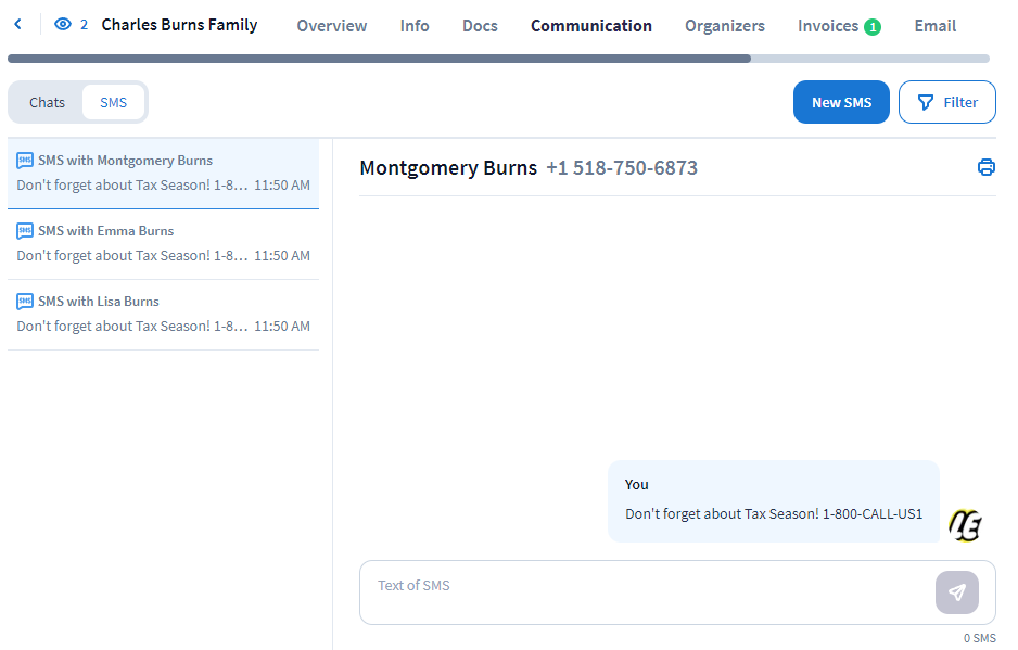 SMS (Basic): Create and send - TaxDome Help Center