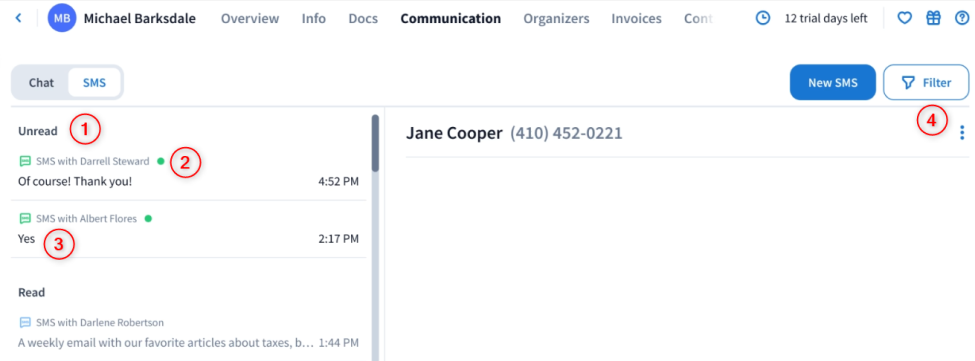 SMS (Basic): View, filter, print - TaxDome Help Center