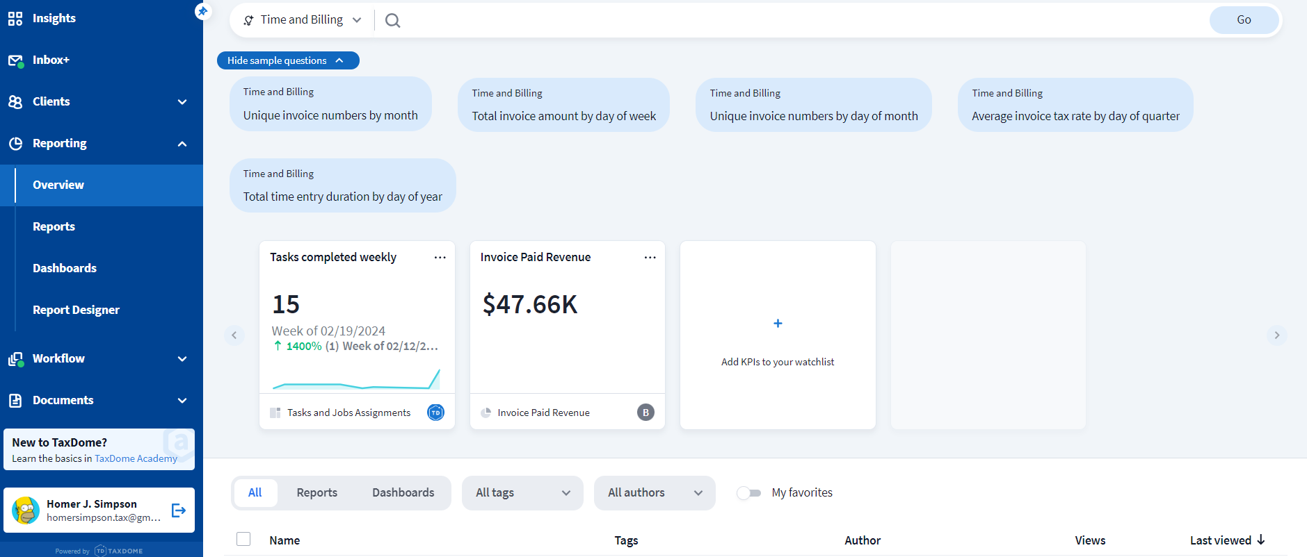 Reporting (Basic): Overview - TaxDome Help Center