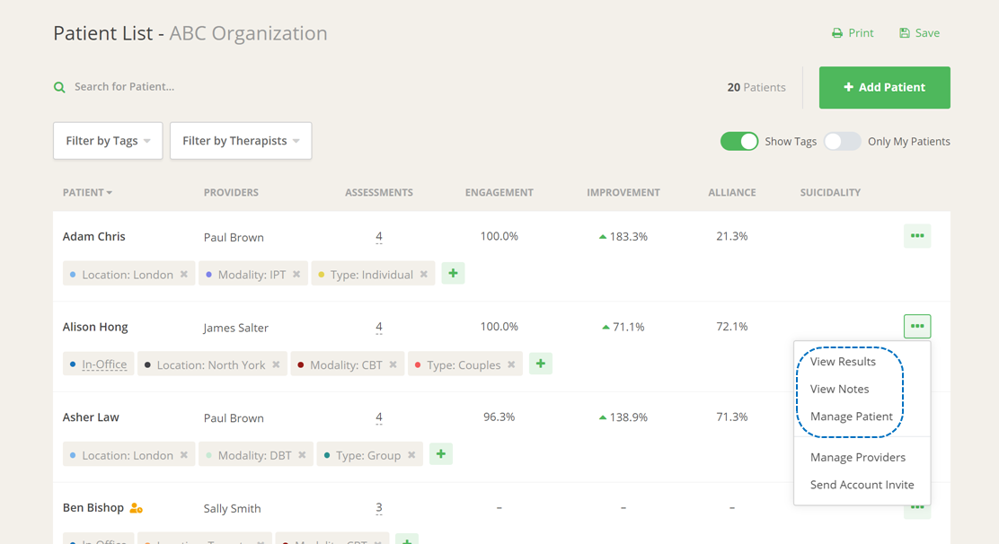 How to use the Patient List - Help Centre for Clinic Admins
