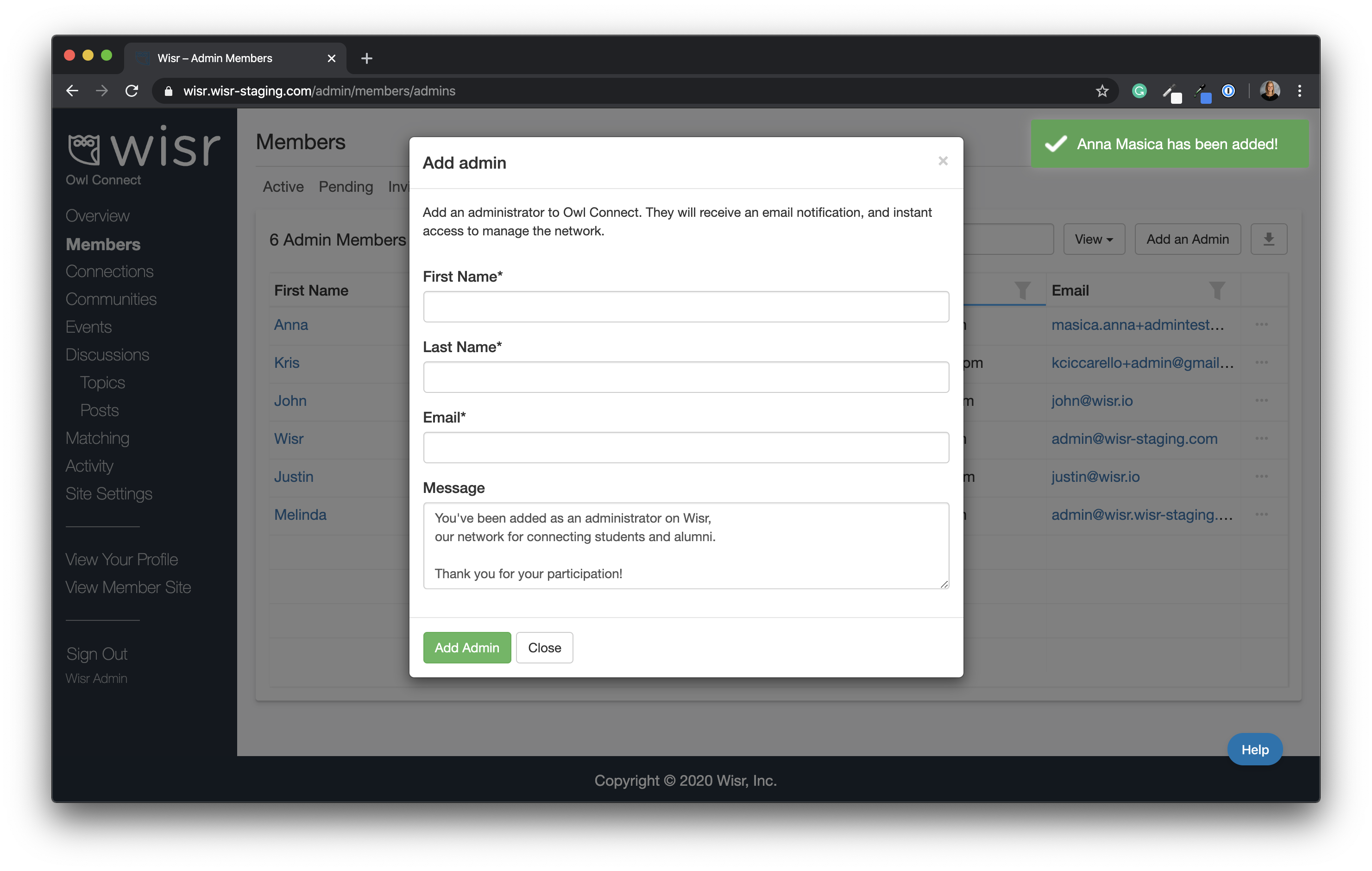 Inviting New Administrators Wisr Admin Knowledge Base Invite Team