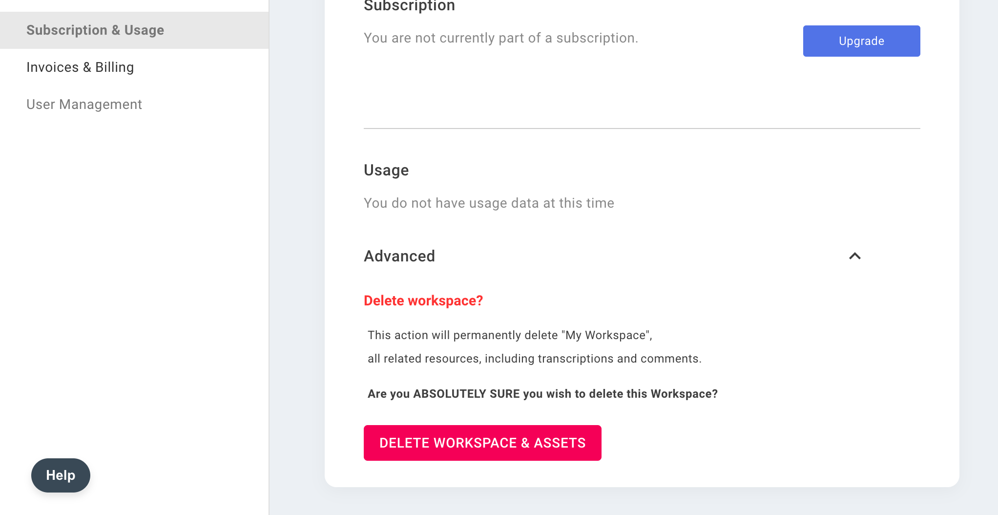 Delete Workspace - Konch Knowledge Base