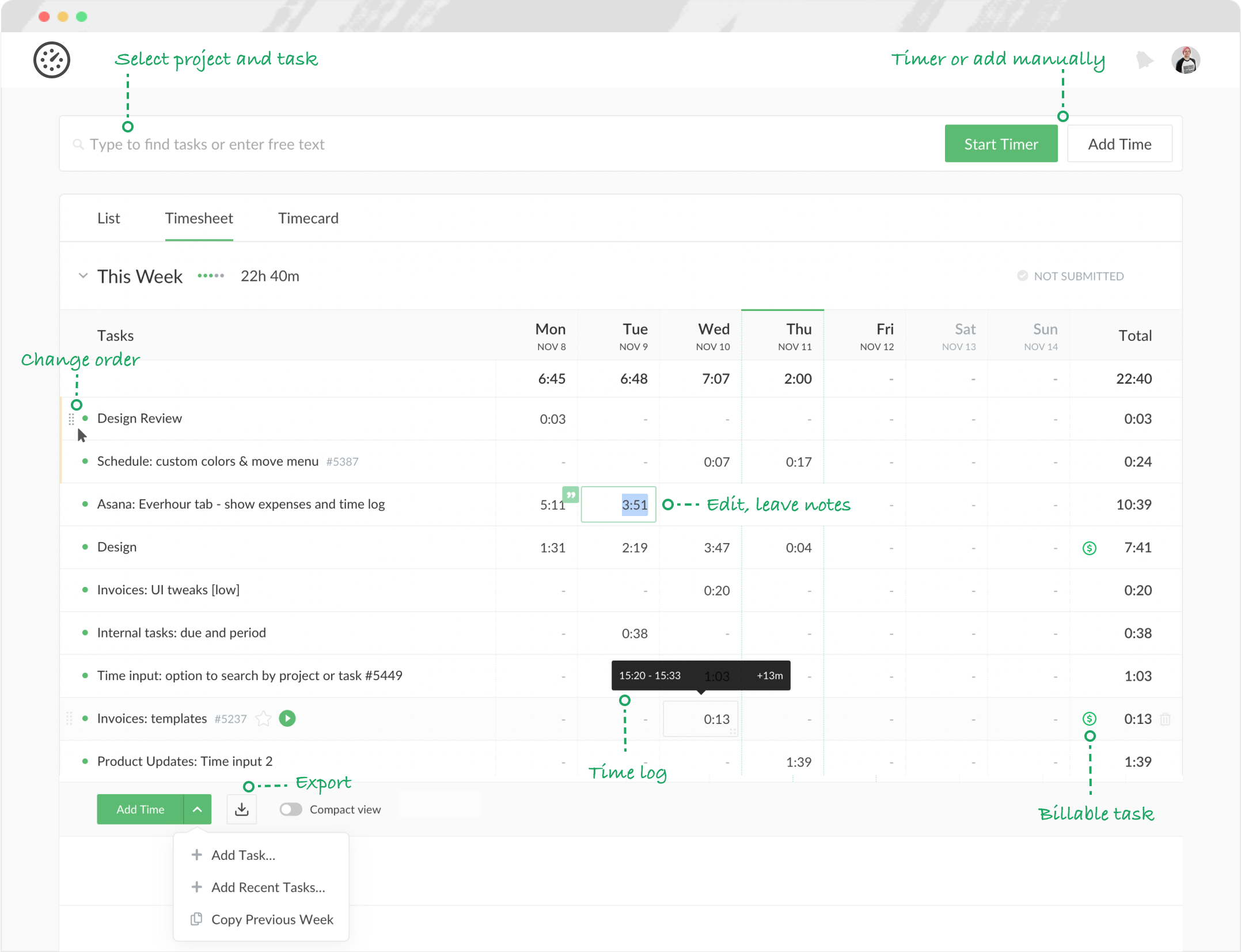 How to track time (various methods) - Everhour