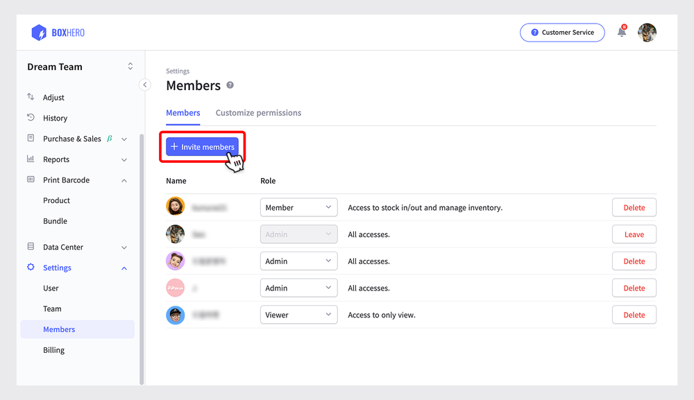 How Do I Add Team Members BoxHero Customer Center