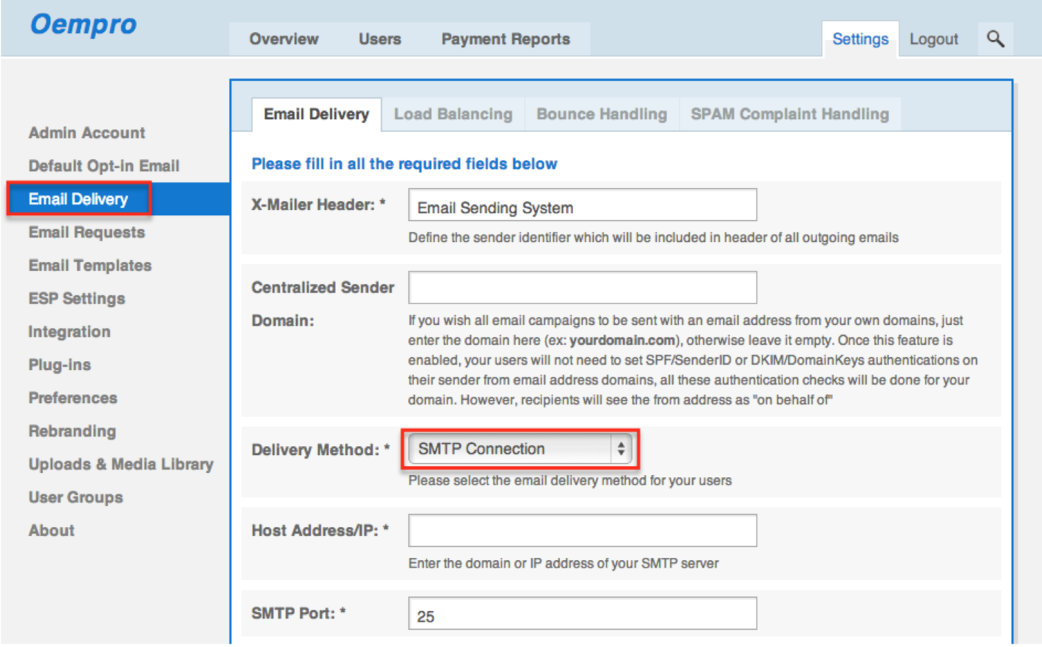 Octeth OemPro - Mail Setup