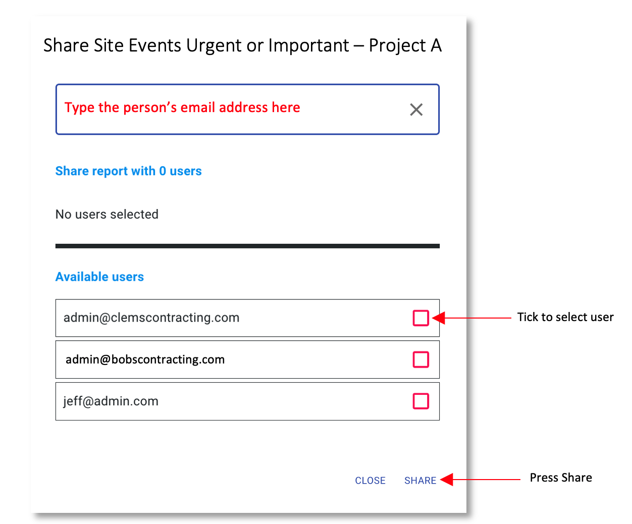 Create Events in your Site Diary - Virtual Superintendent Knowledge Base