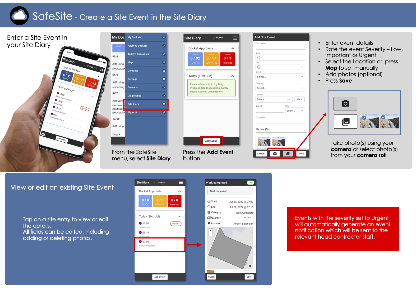 Site Diary - Create a Site Event Cheatsheet - Virtual Superintendent ...