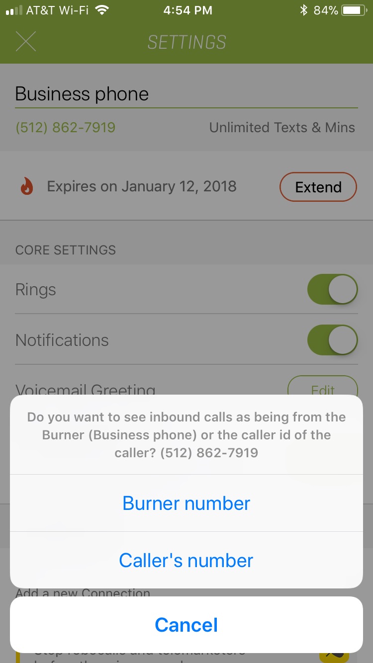 Inbound Caller ID - Burner Support Center