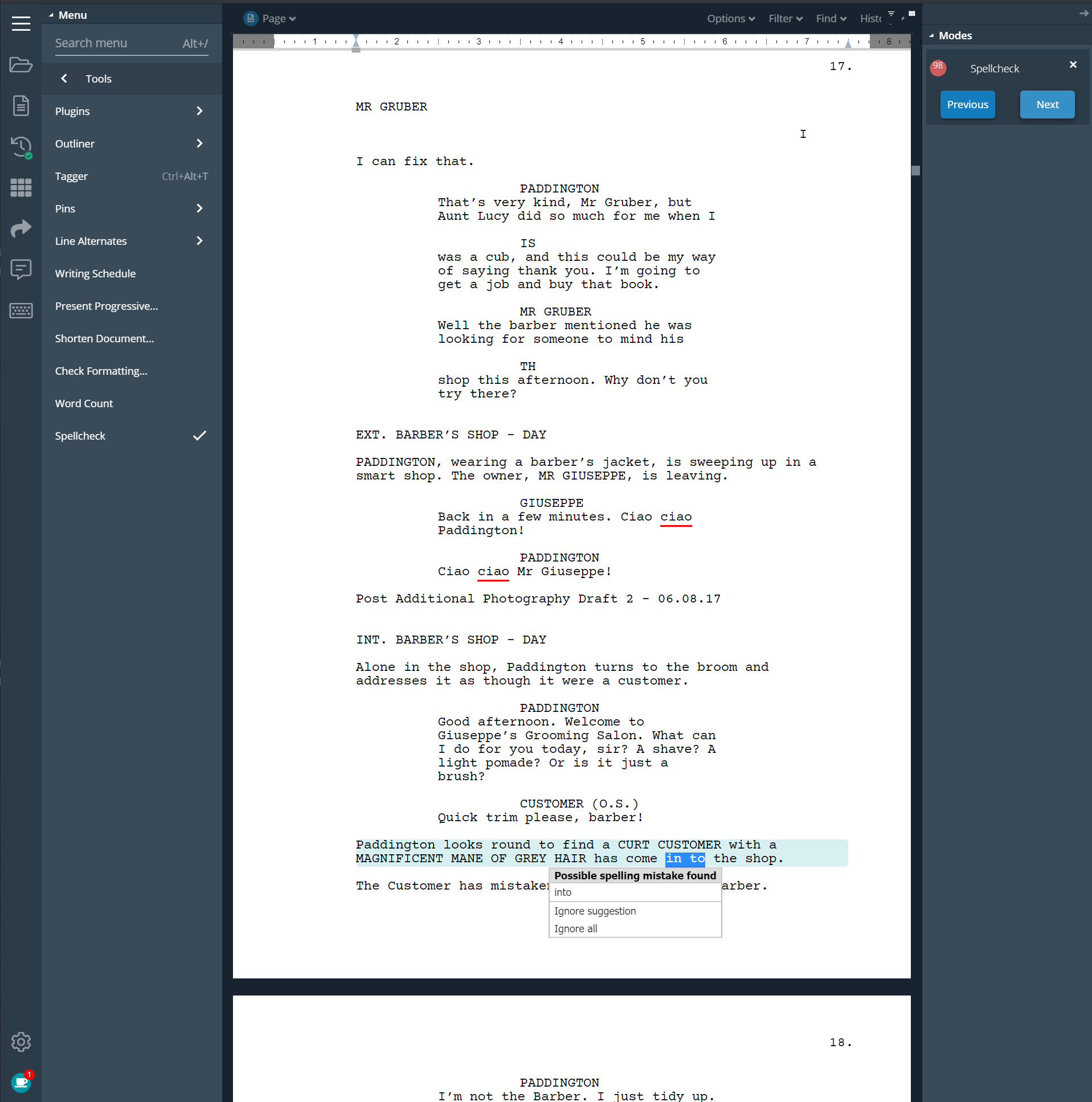 Spellcheck - WriterDuet Knowledgebase
