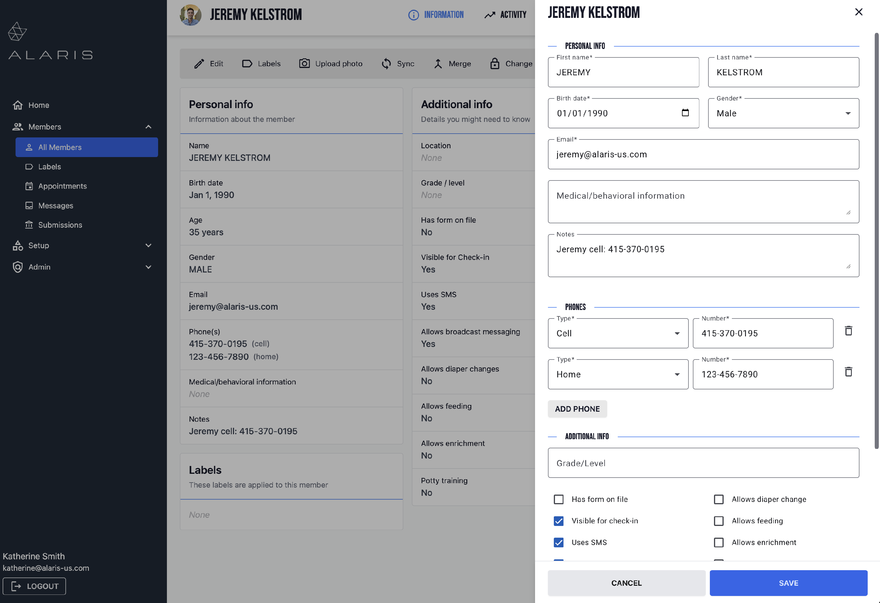 Updating Phone Numbers in the Admin App - Alaris Knowledge Base