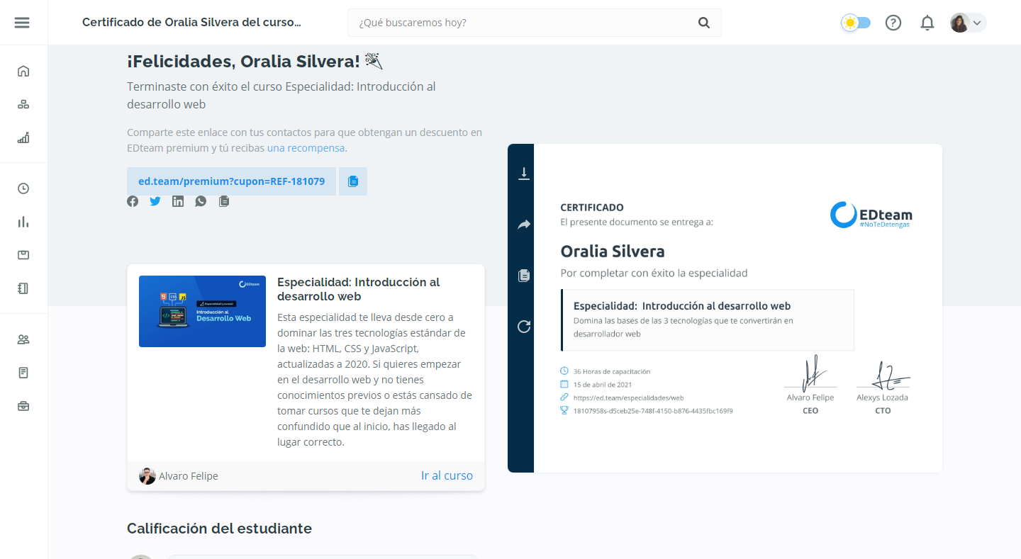 Cómo emitir un certificado de una carrera - Soporte al cliente - EDteam