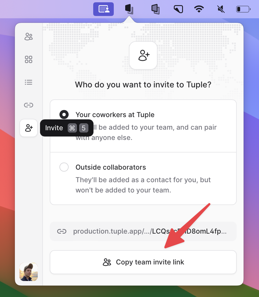 Requesting a Team Invite Link - Tuple Documentation