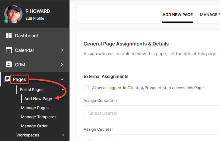 PAGES: Creating a Portal Page - SuiteDash Help Documentation