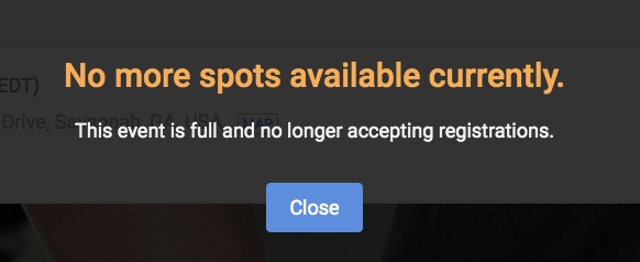 Limit available spots for registrations - Corsizio Support