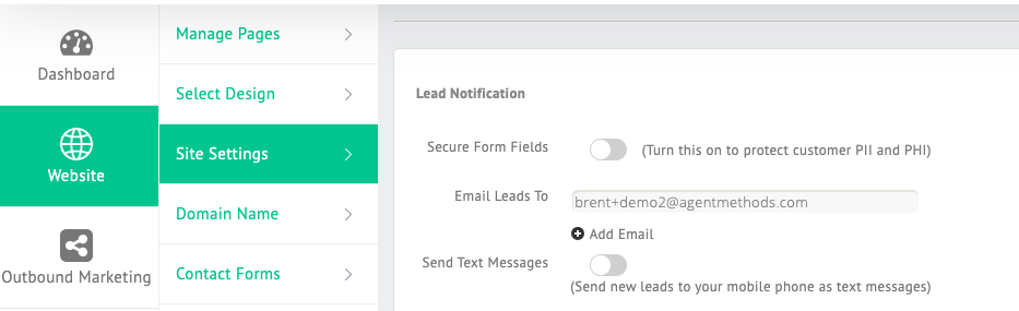 How To Use Your Site Settings Page - AgentMethods Knowledge Base