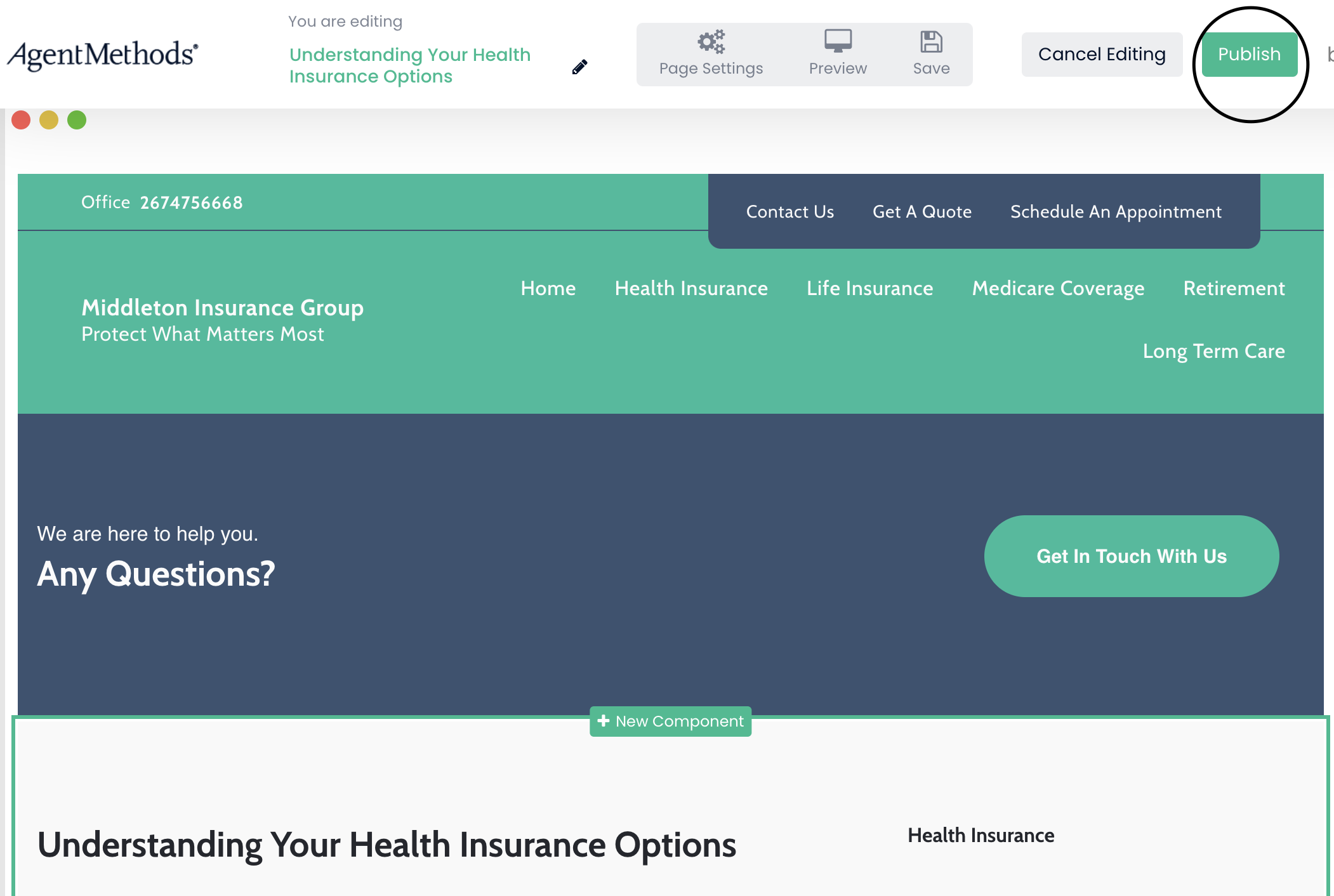 Using the Call To Action Component - AgentMethods Knowledge Base