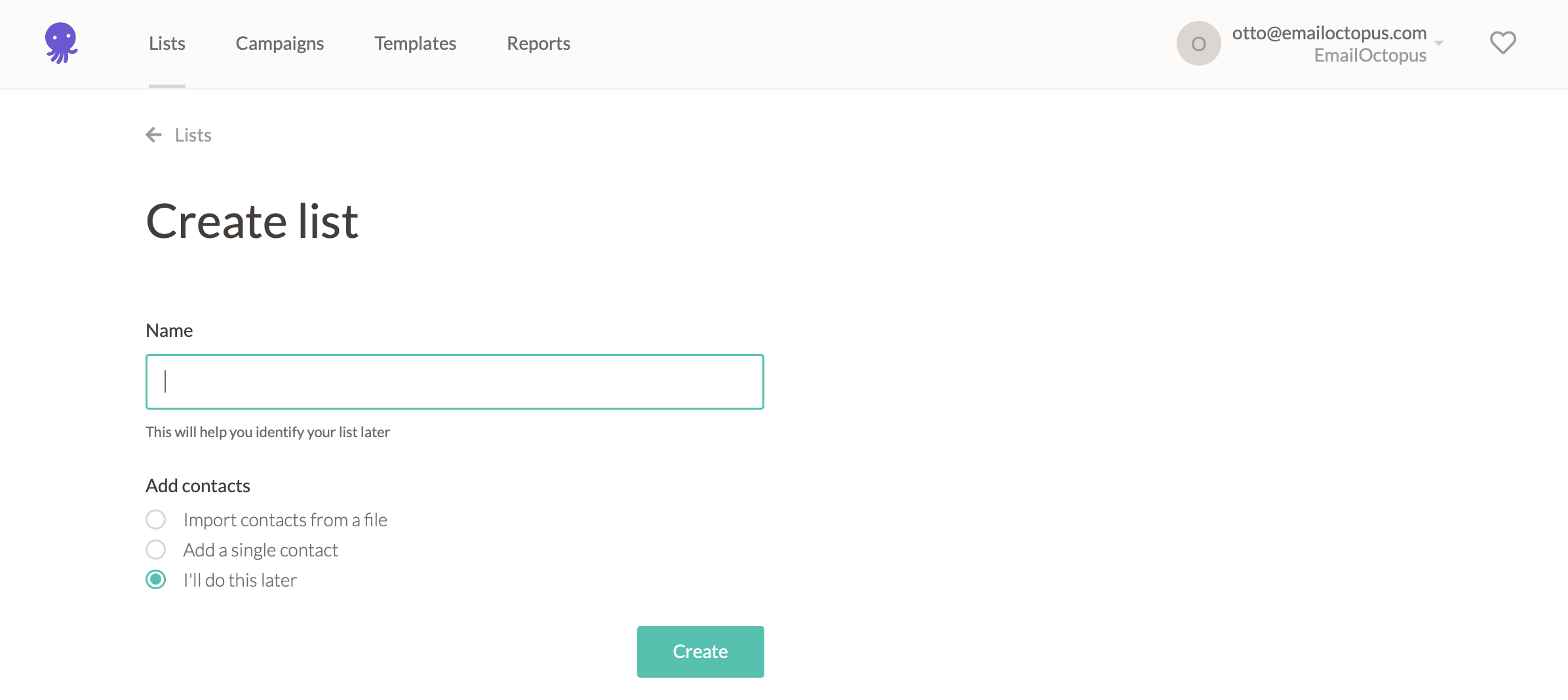 How to create a list - EmailOctopus knowledge base