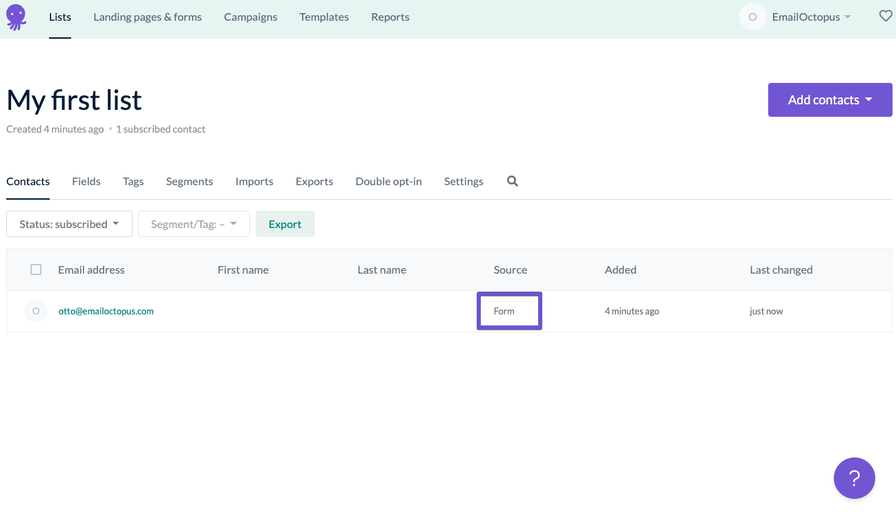 How to use hidden fields to track subscription source - EmailOctopus knowledge base