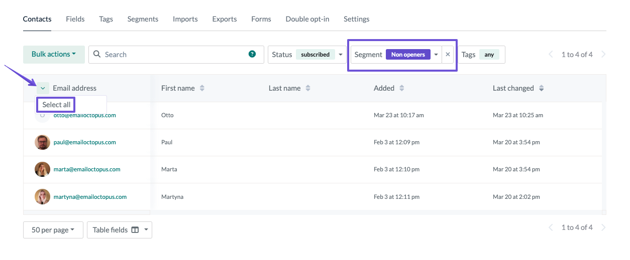 How to clean your list from non-openers - EmailOctopus knowledge base