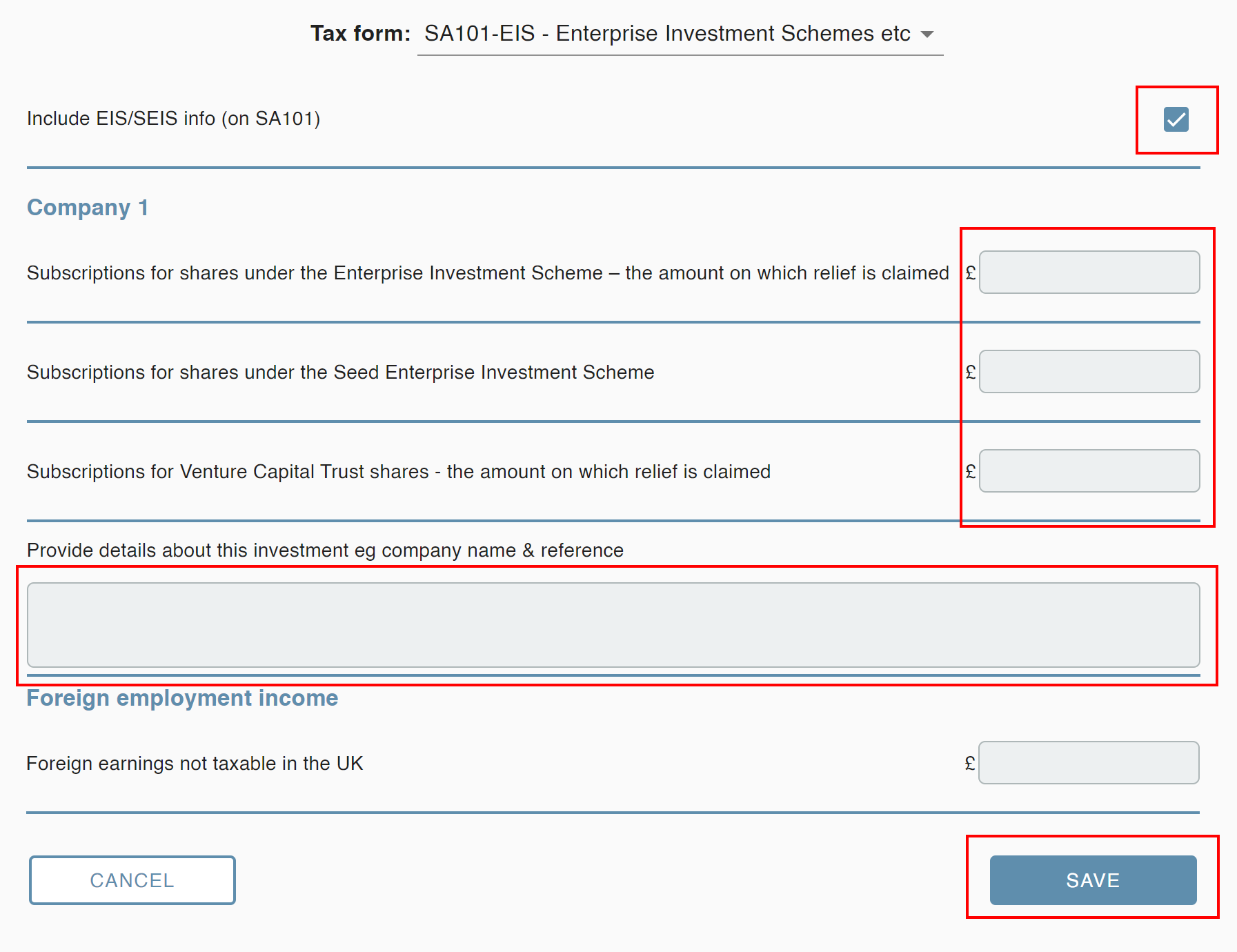 How to add SEIS, EIS and VCT investments in untied - untied know how