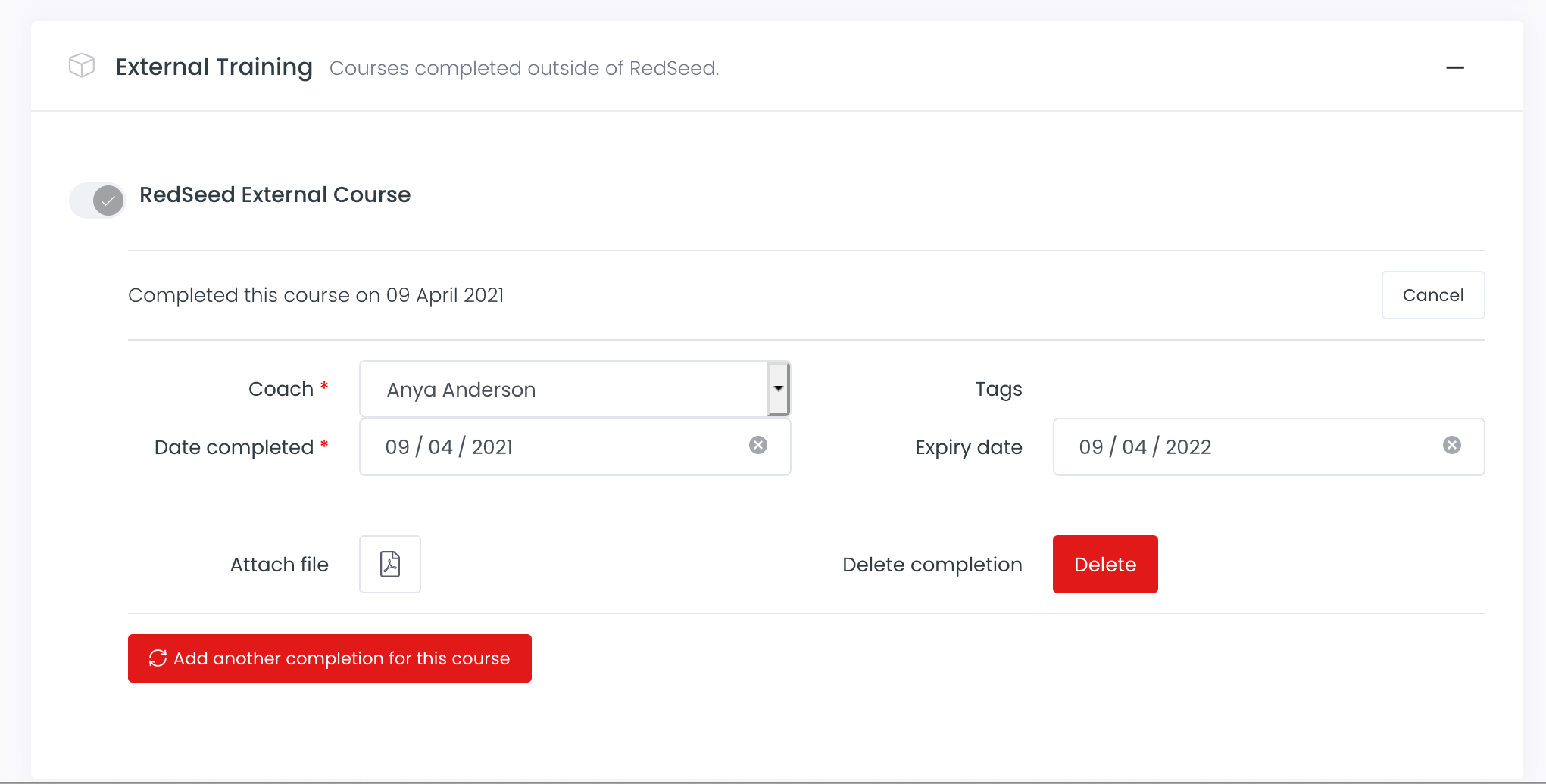 How do I edit an External Course completion? - RedSeed Help