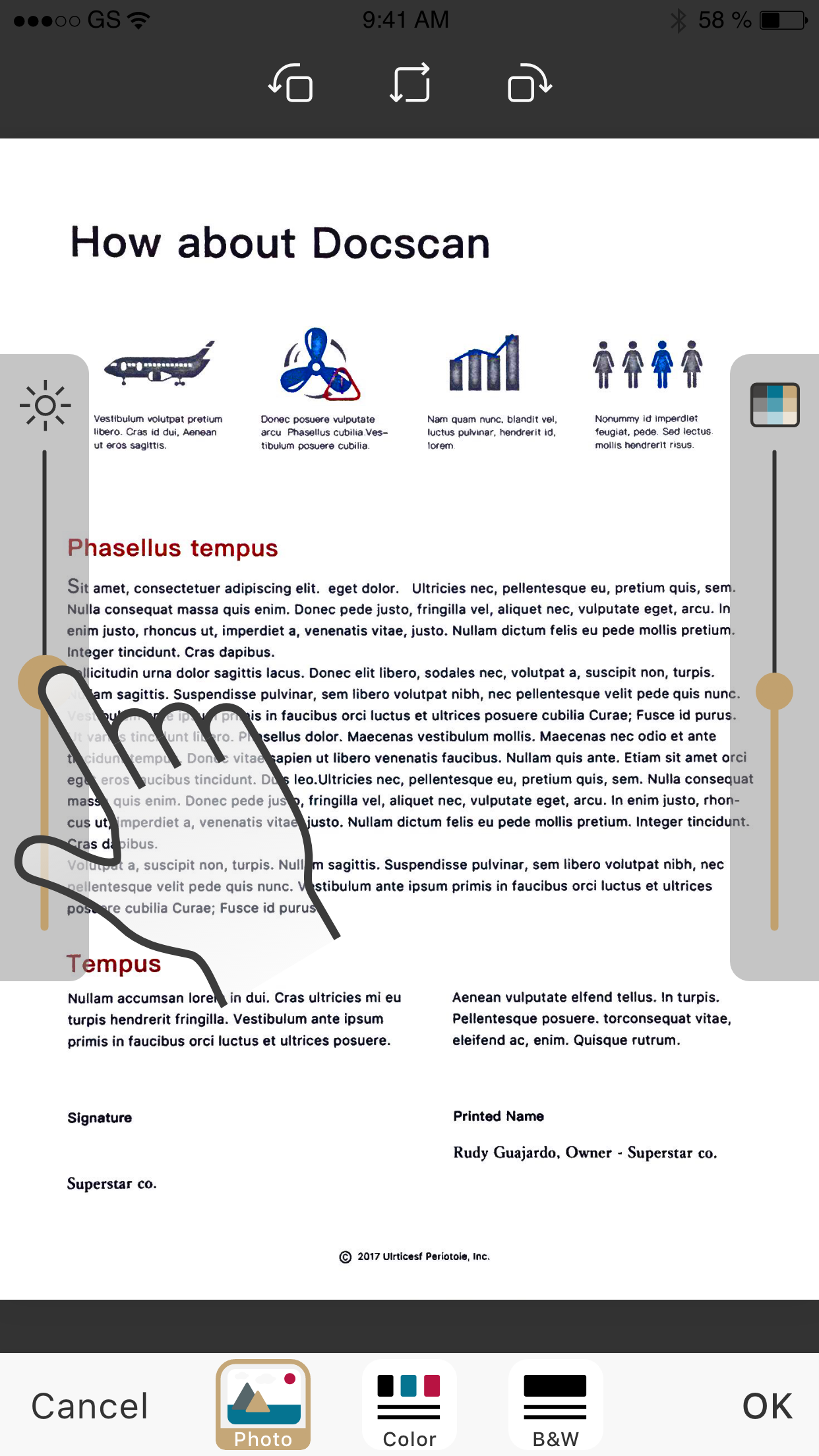 How to adjust the image brightness and saturation? - Doc Scan Help