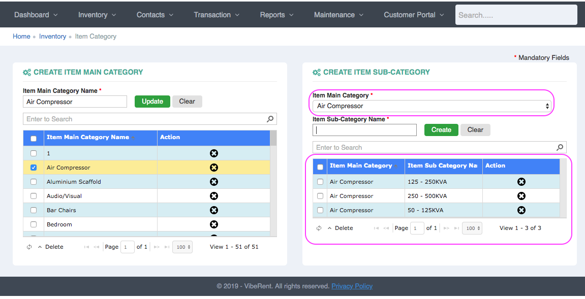 Creating Item Categories - Viberent Knowledge Base