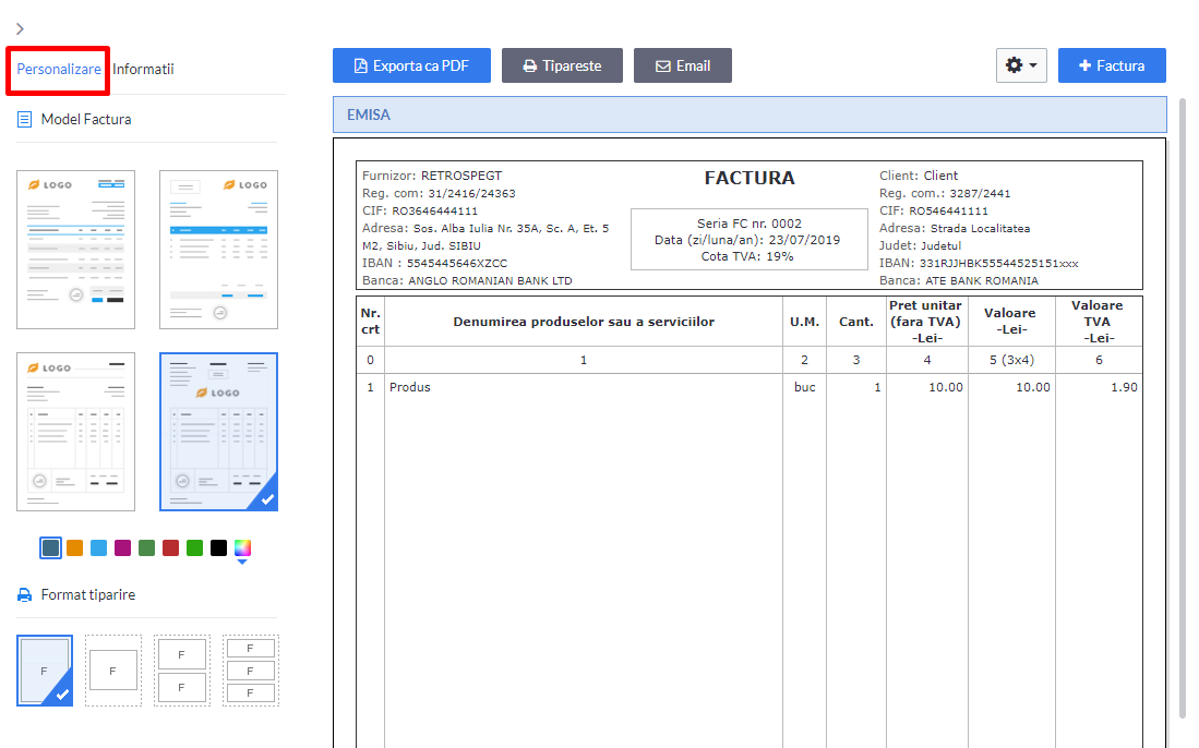 Personalizarea documentelor in SmartBill Facturare - SmartBill Ajutor