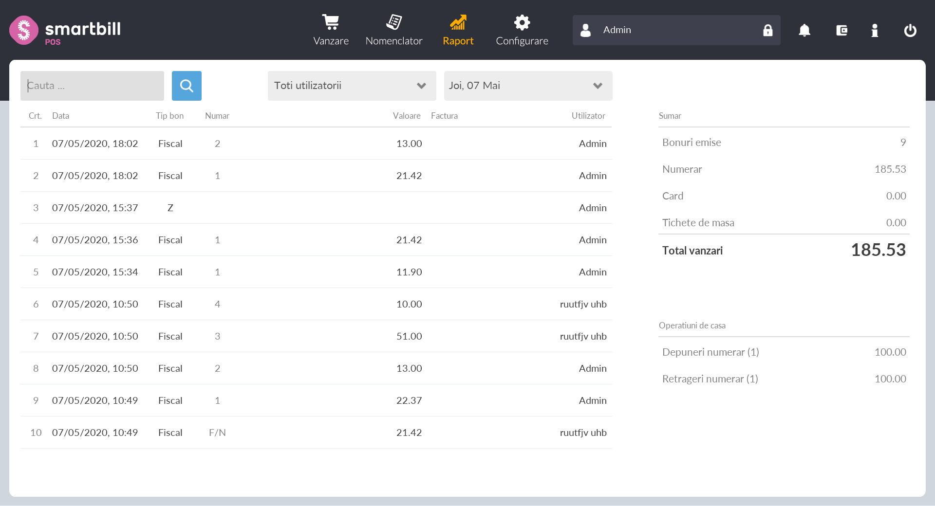 Raportul in SmartBill POS - SmartBill POS Ajutor