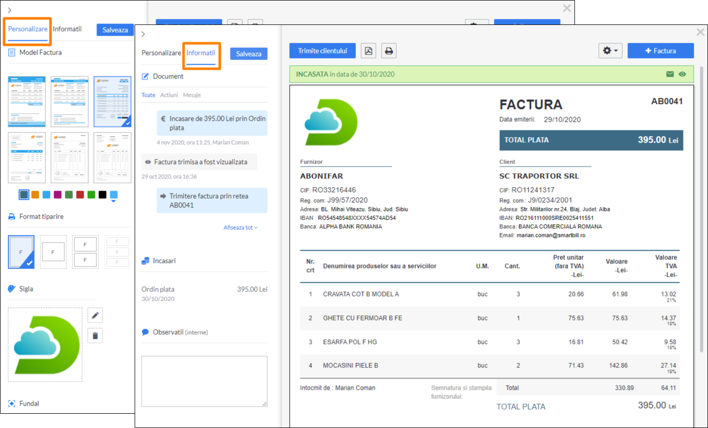 Vizualizare factura - SmartBill Gestiune Ajutor