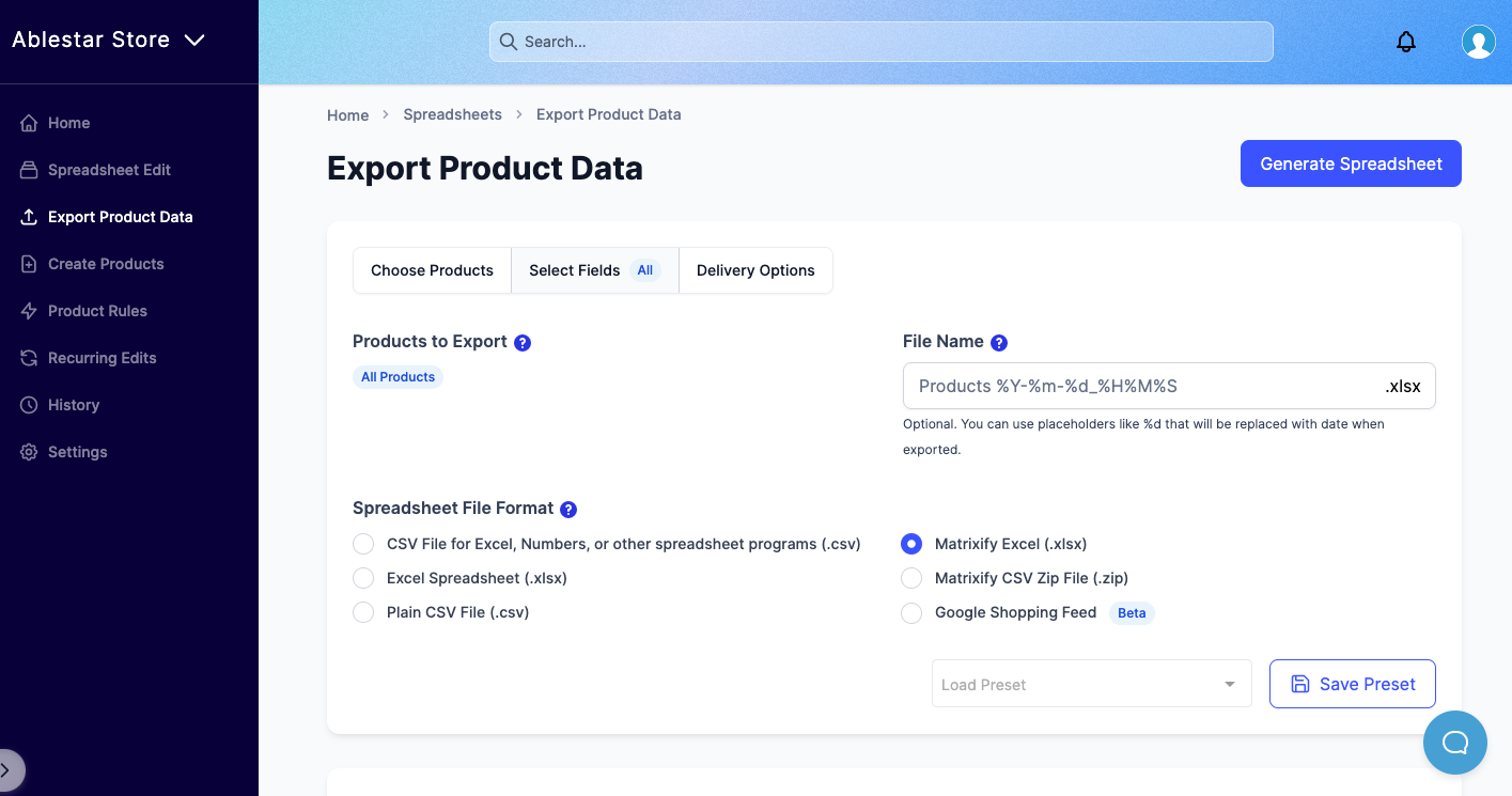 Exporting Shopify data to the Matrixify format - Ablestar Help Center