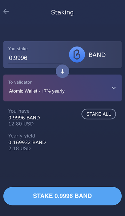 How do I stake BAND? - Atomic Wallet Knowledge Base
