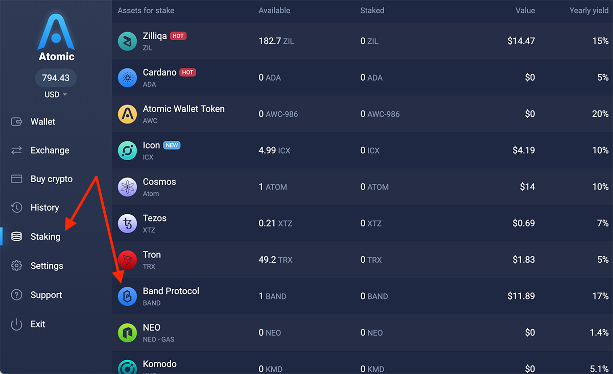 How do I stake BAND? - Atomic Wallet Knowledge Base