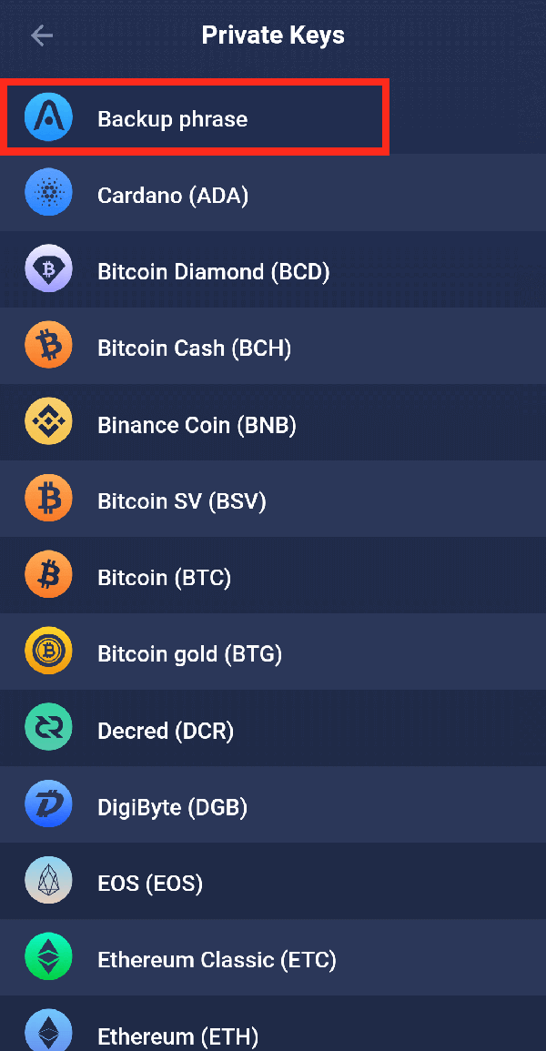 How do I view my private keys/backup phrase? - Atomic Wallet Knowledge Base