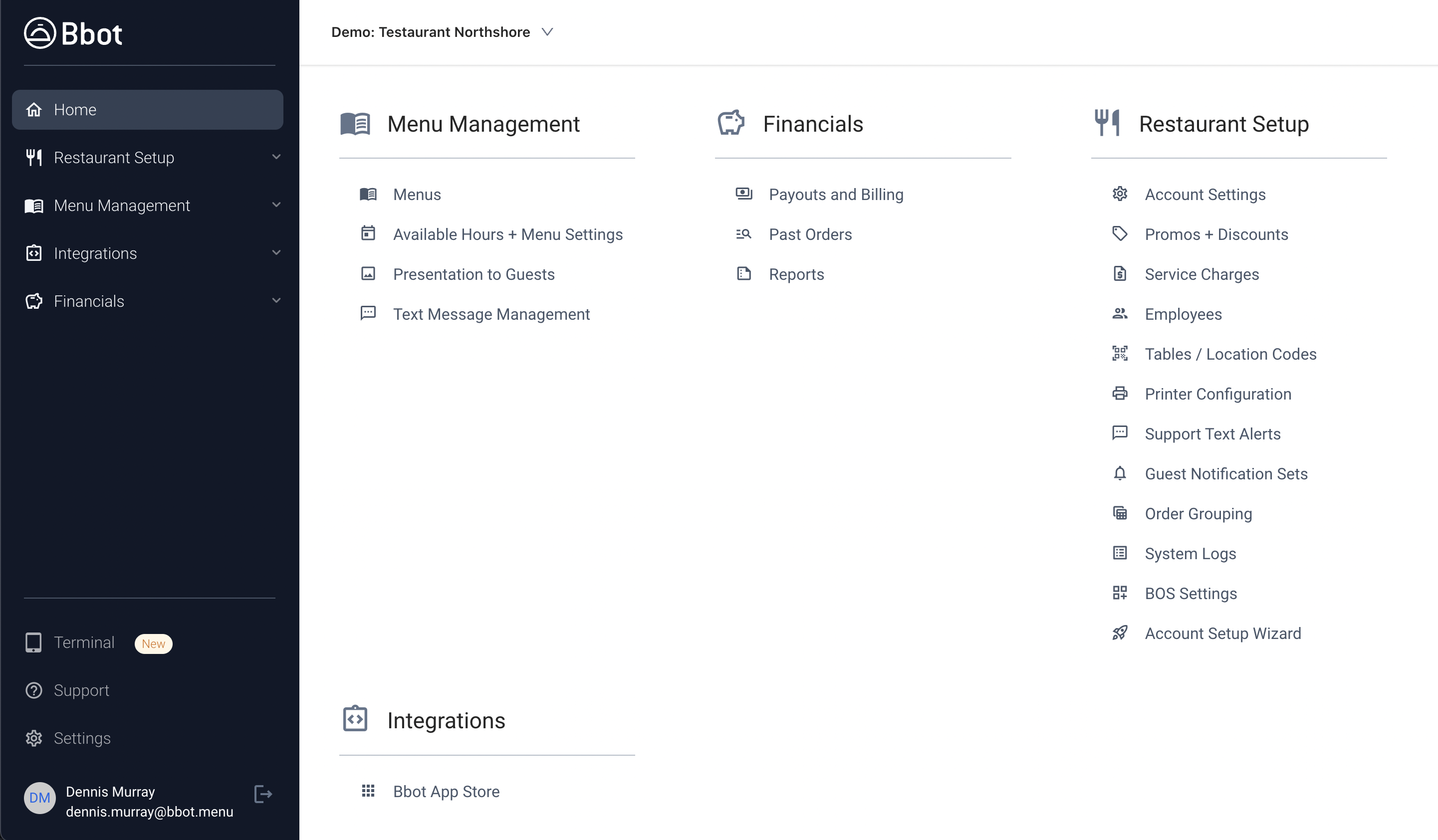 Owner Panel Home Page - Bbot