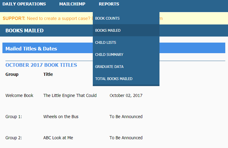 List of Books Mailed - Customer Service