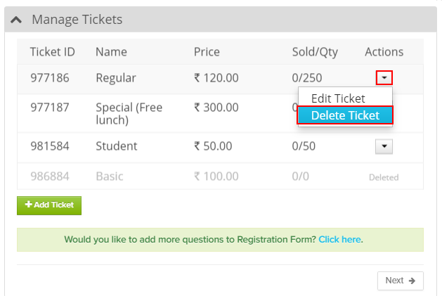 How to delete a ticket type - Support Center | AllEvents.in