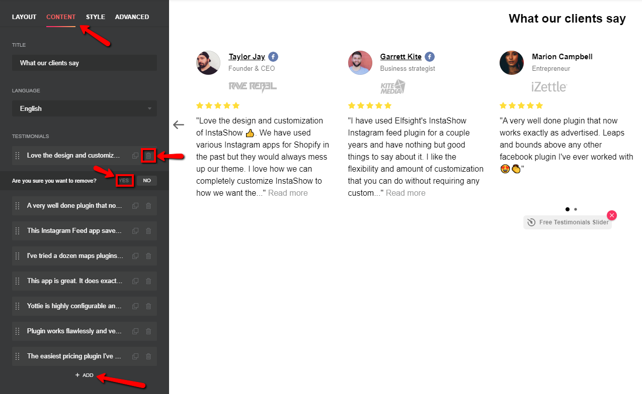 Step 2: Adding a new testimonial to Testimonials Slider widget ...