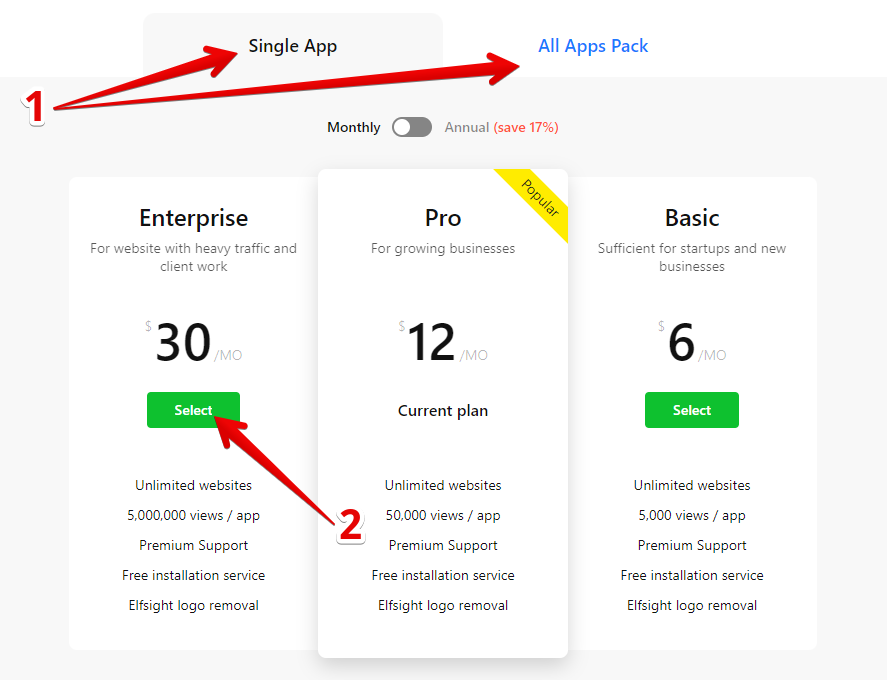 Upgrading your subscription plan in new dashboard - Elfsight Help Center